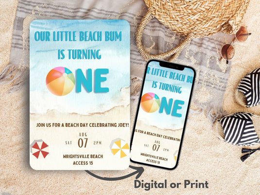Baby's First Birthday Invitation, 1st Birthday Invitation Beach Theme ...