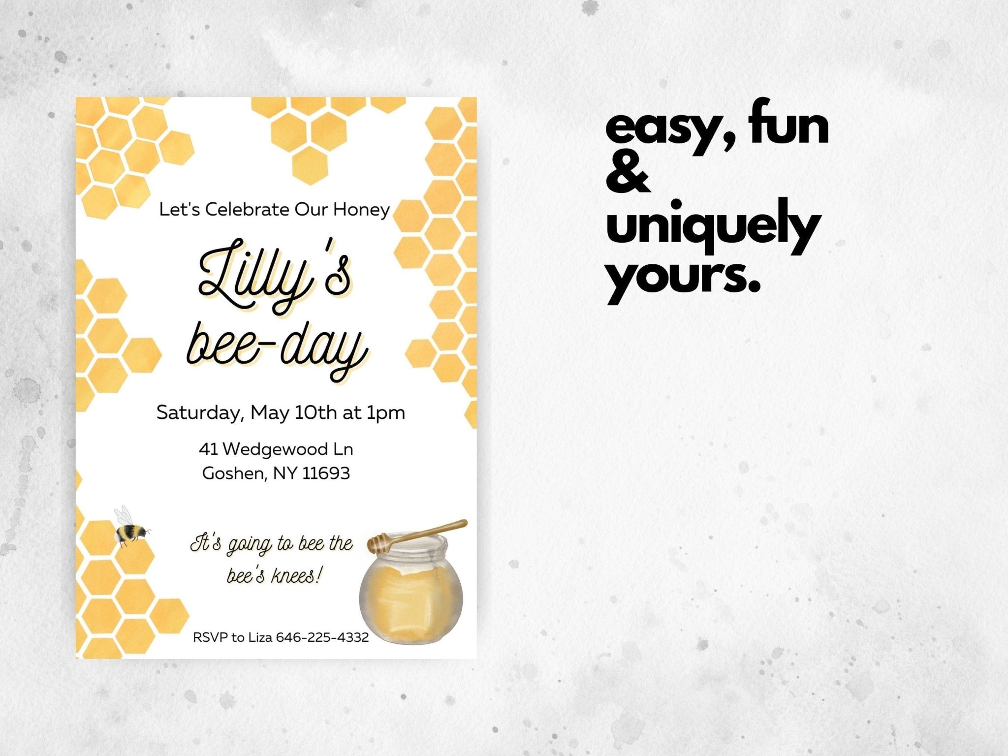 Bee Themed Birthday Invitation, Bee-Day Birthday, Bee-Day Birthday Inv ...