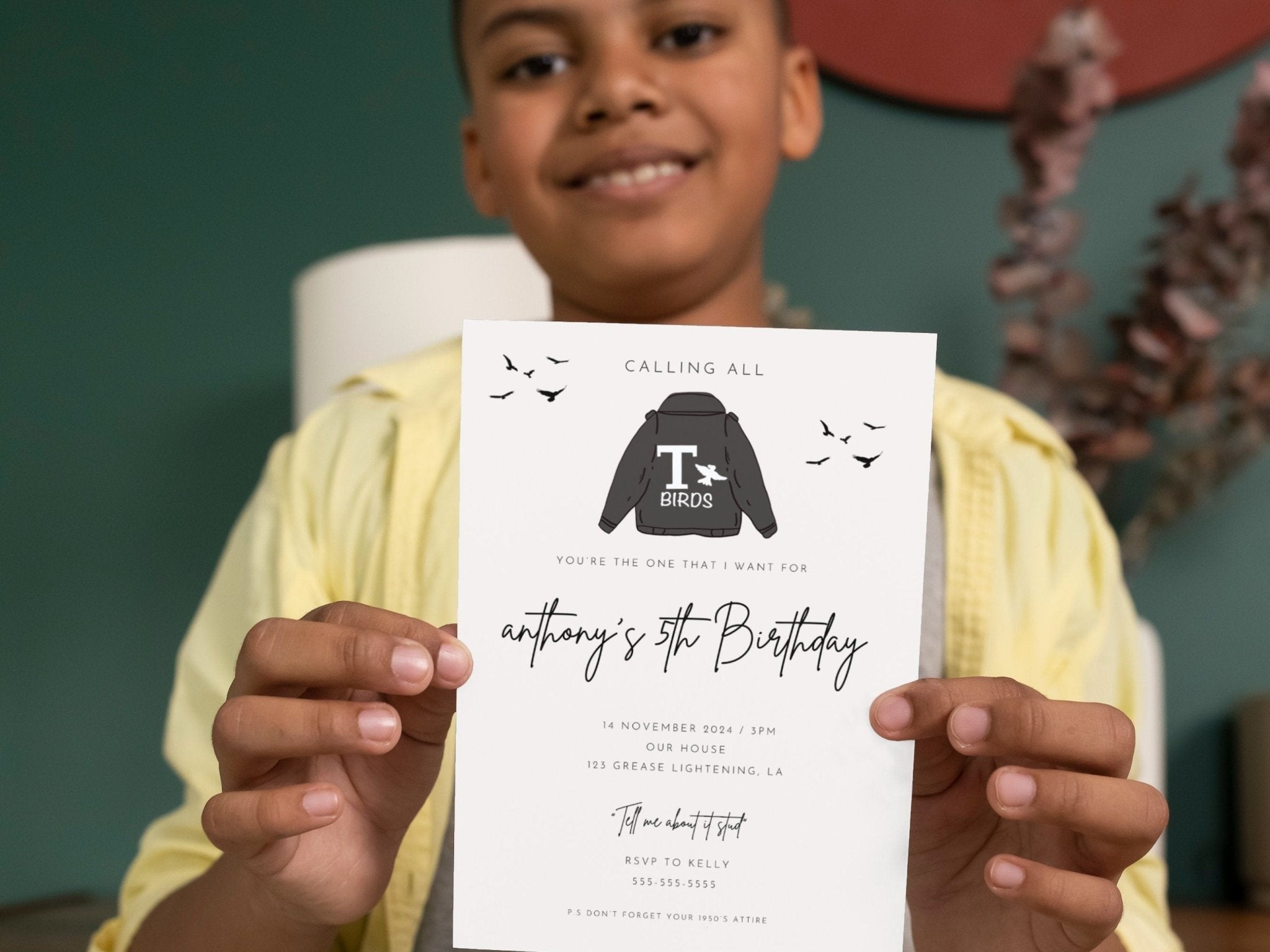Grease Birthday Invitation, T-Birds Invitation, 1950's Birthday Theme ...