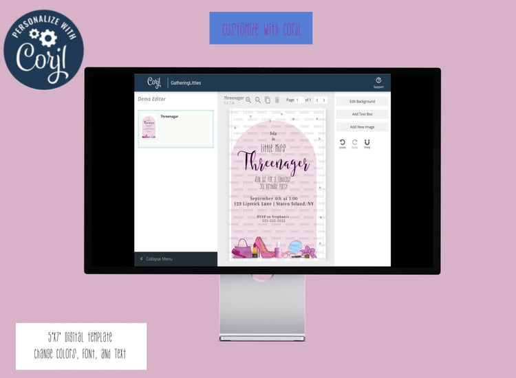 Threenager birthday invitation template | Third Birthday Template | Gi ...